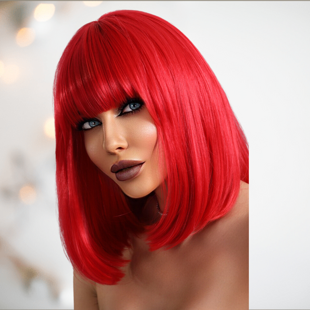 HOC1043-805 Red Long Bob Wig – House of Chastity